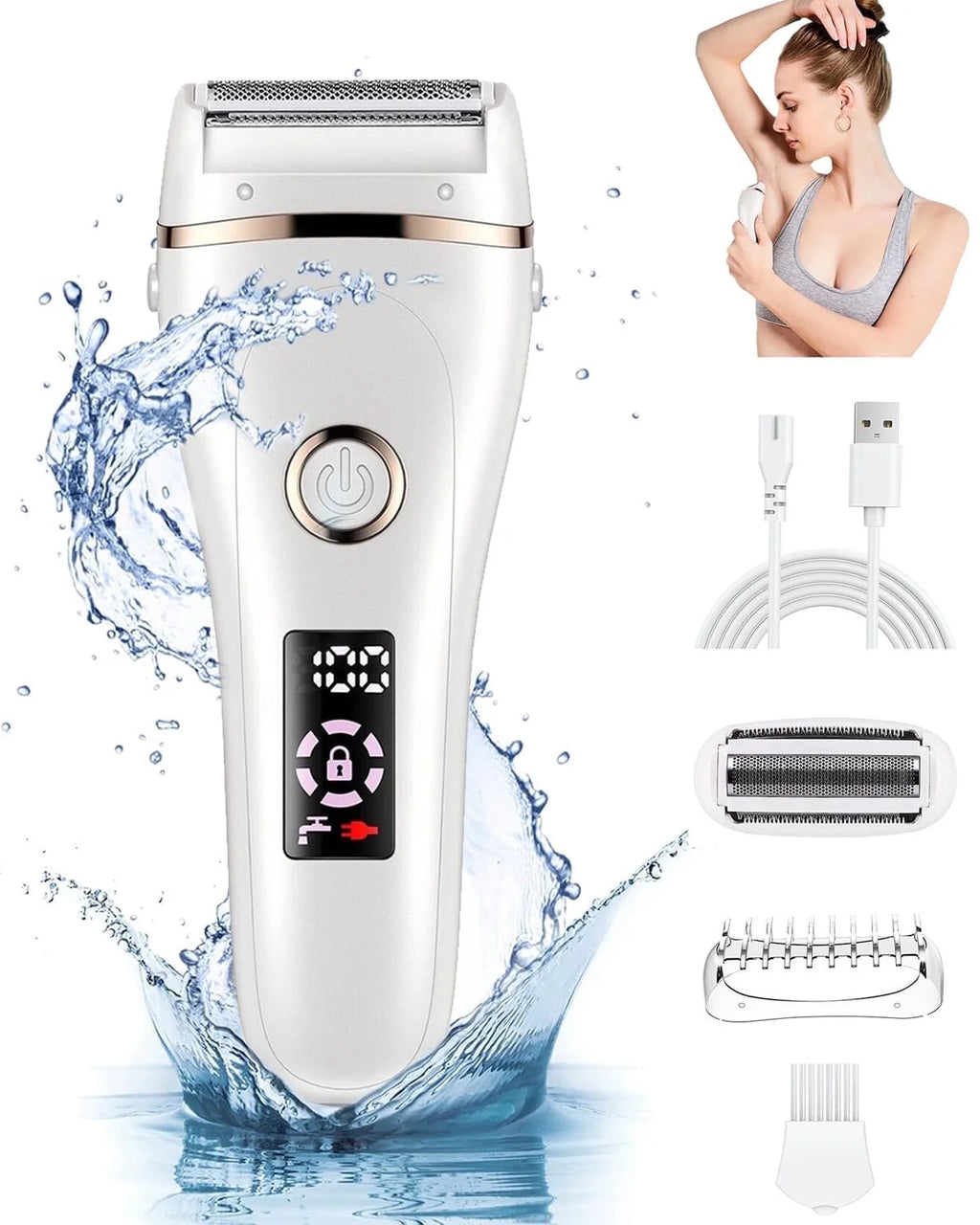 , 3 in 1 Lady Electric Shaver Body Hair Remover, Portable Bikini Trimm ...